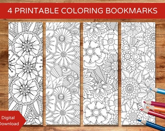Halloween Coloring Bookmarks Printable Bookmark Set Digital - Etsy