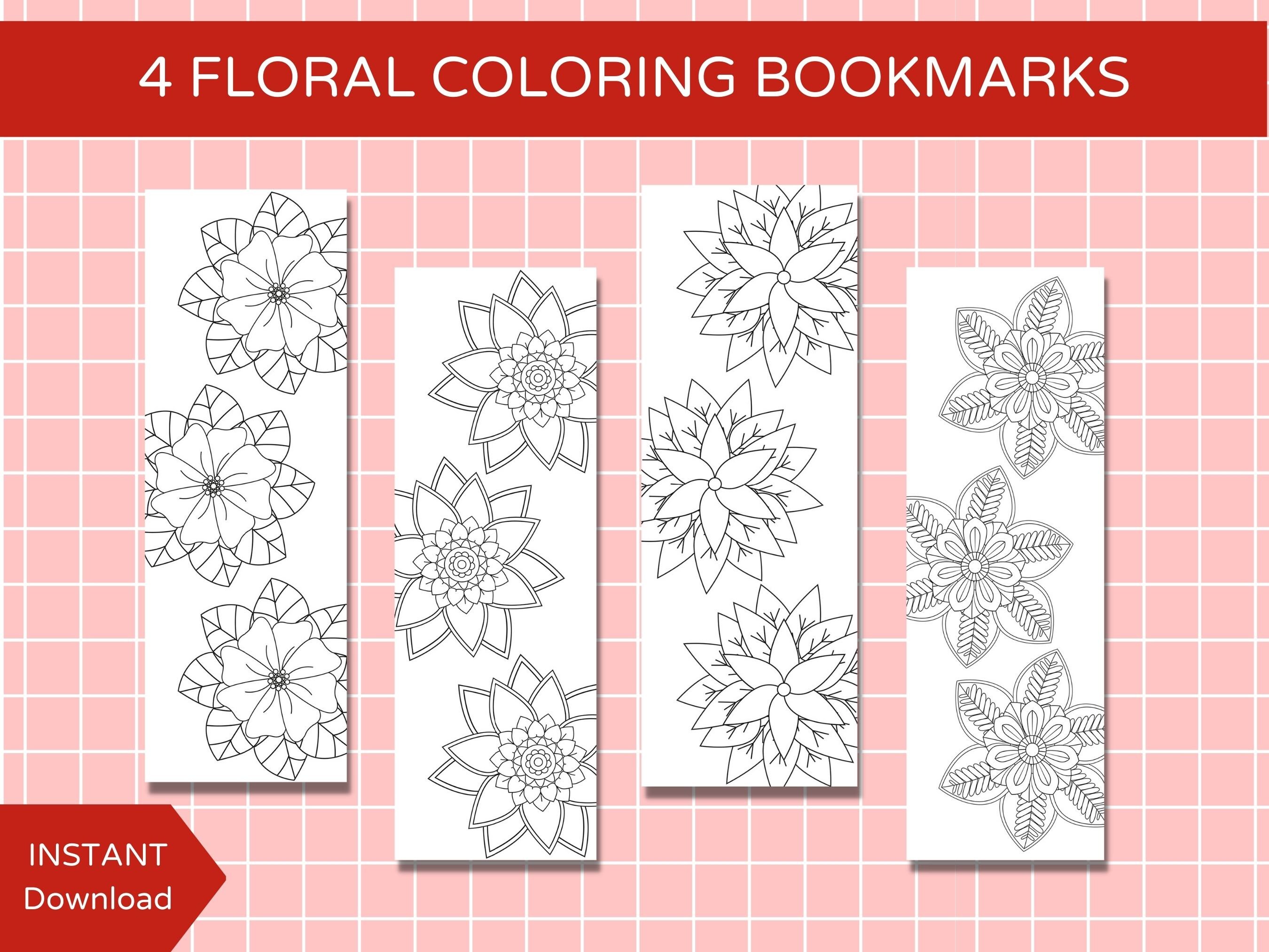 Set of 20 Flower-themed Coloring Bookmarks Bundle Printable - Etsy
