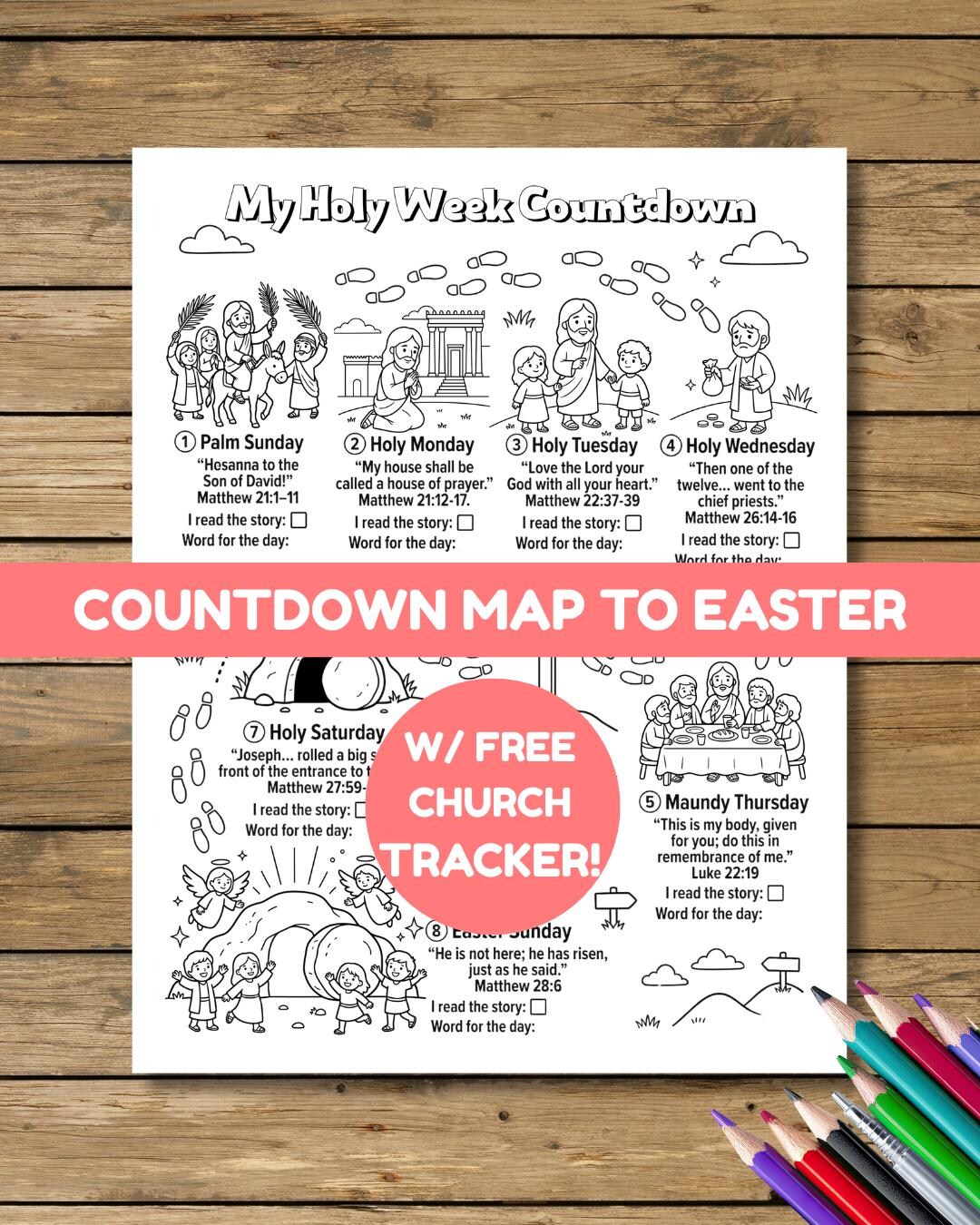 Holy Week Countdown Activity Map | Palm Sunday to Easter Sunday ...