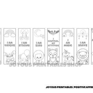 Set of 8 Positive Affirmation Coloring Bookmarks for Kids - Etsy