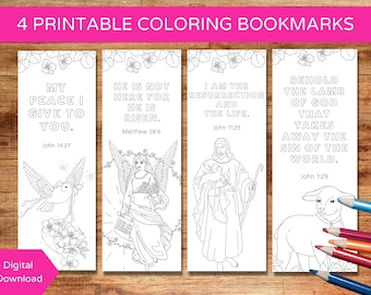 Set of 4 Printable Catholic Bookmarks to Color, Christian Coloring ...