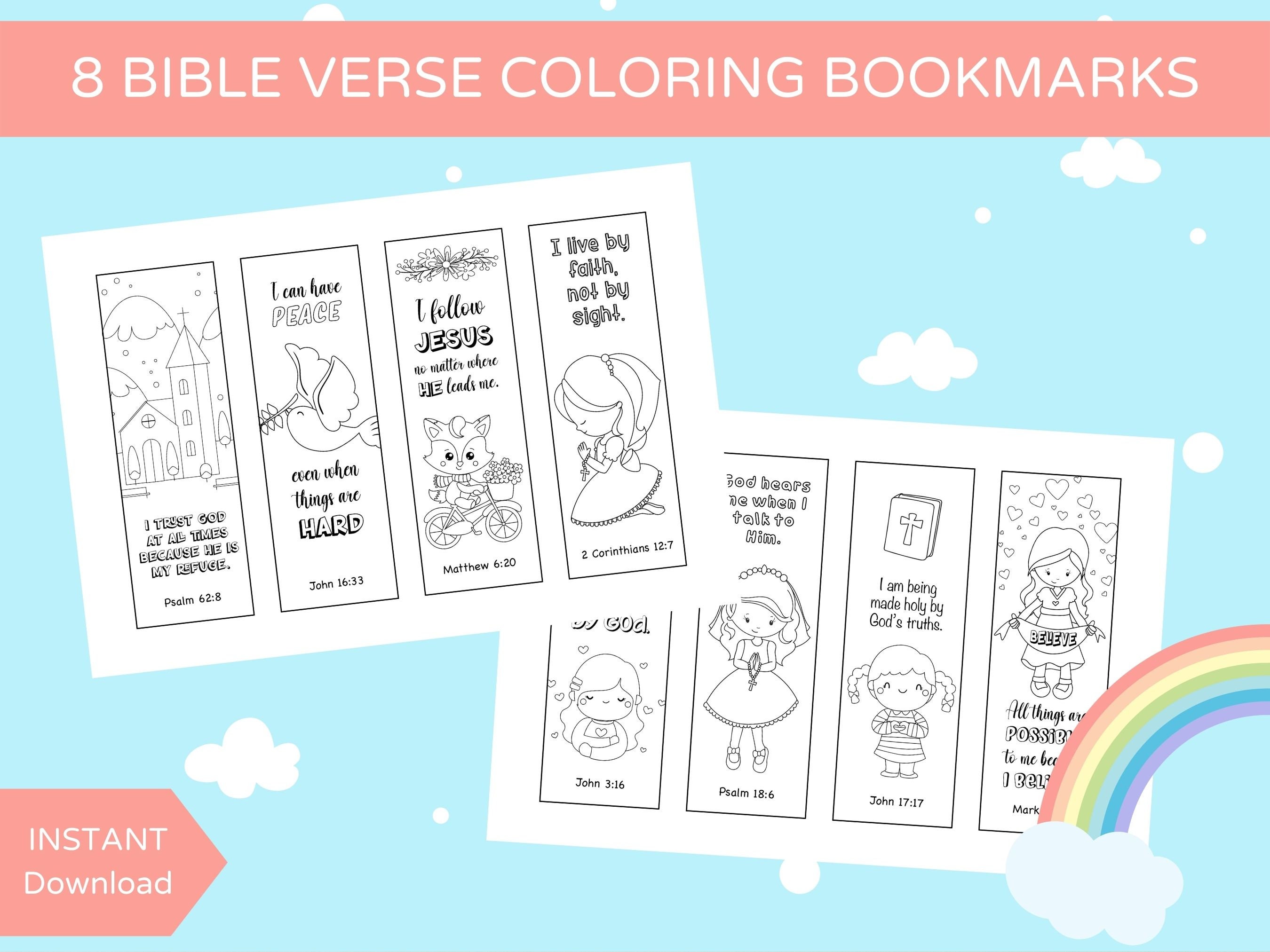 Set of 8 Printable Catholic Bookmarks to Color, Christian Coloring ...