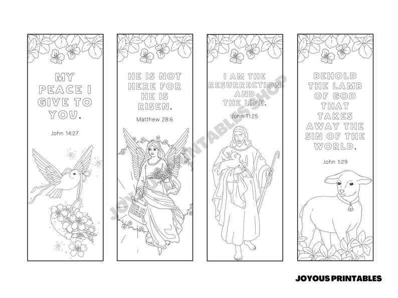 Set of 4 Printable Catholic Bookmarks to Color, Christian Coloring ...