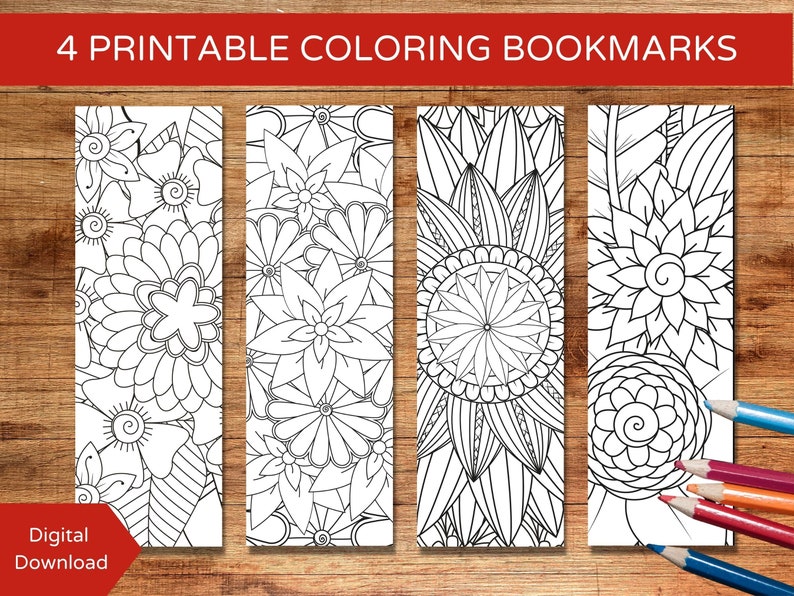 Set of 20 Flower-themed Coloring Bookmarks Bundle Printable - Etsy