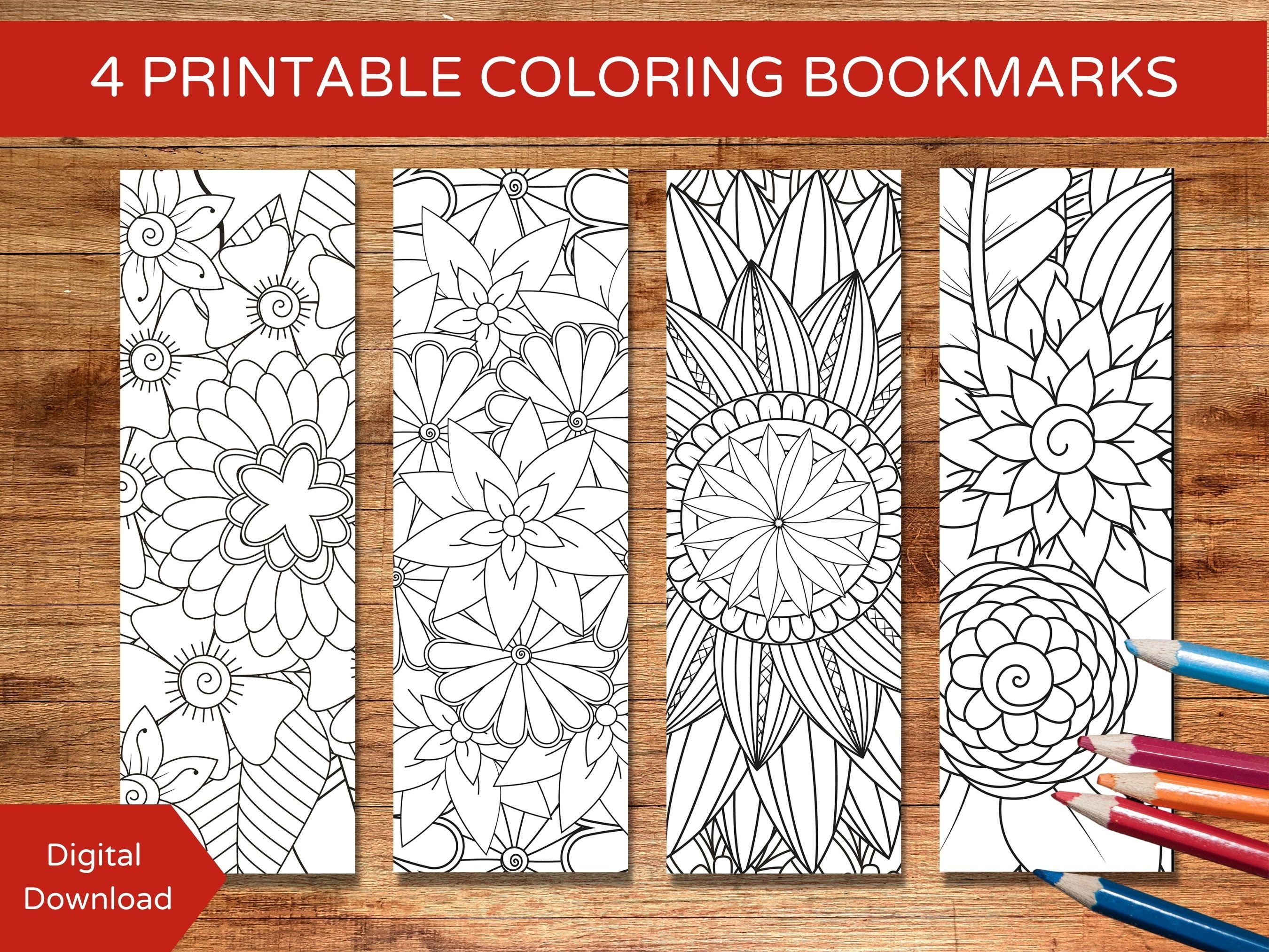 Set of 20 Flower-themed Coloring Bookmarks Bundle Printable - Etsy