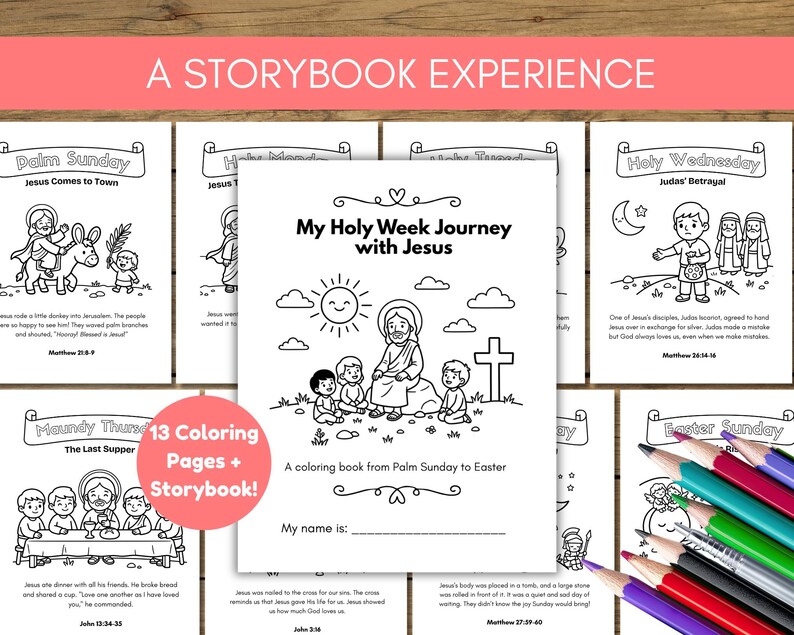 Holy Week Coloring Sheets Bundle, Lent Storybook, Palm Sunday Craft ...
