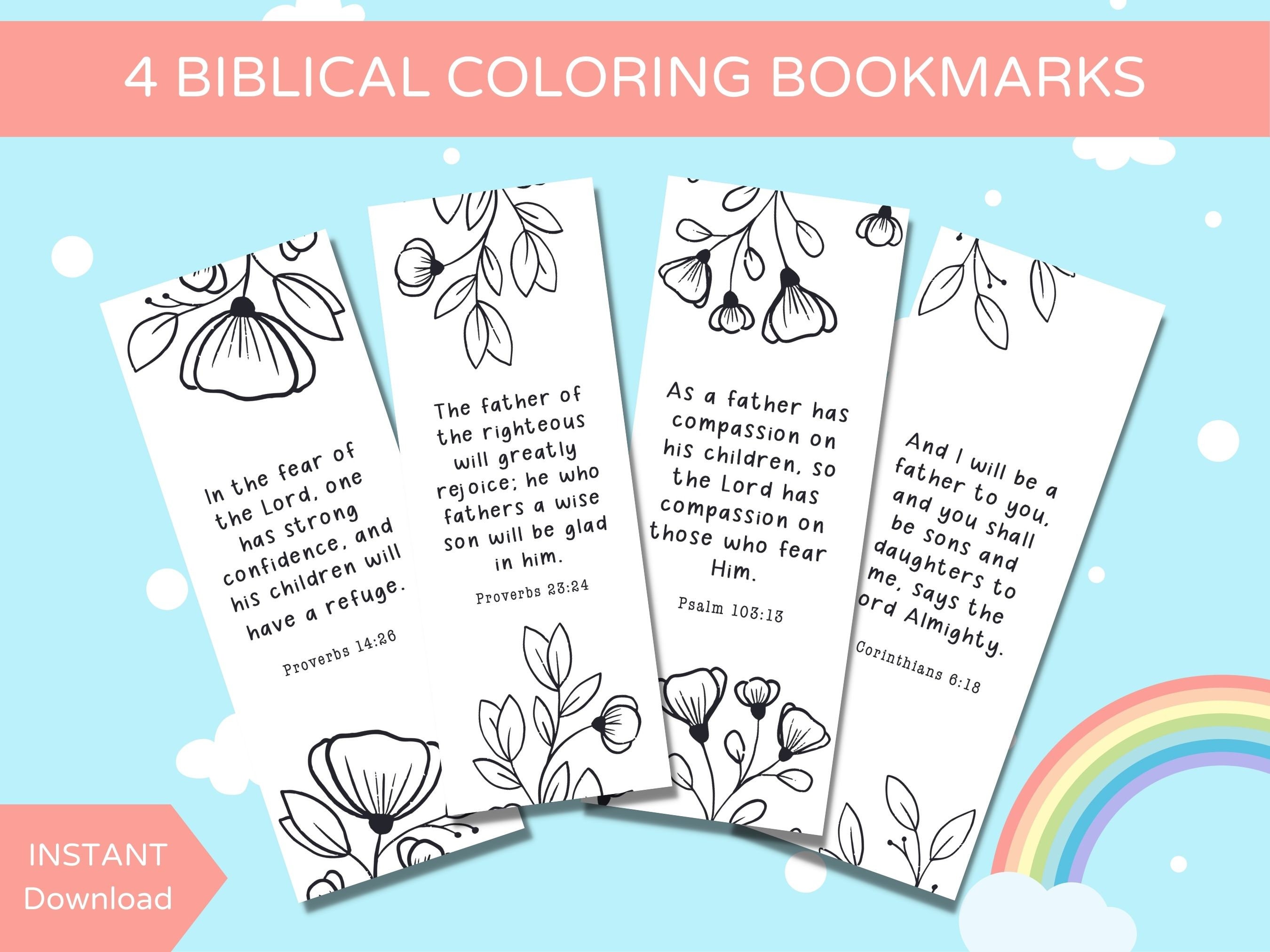 Set of 4 Printable Catholic Bookmarks to Color, Printable Religious ...