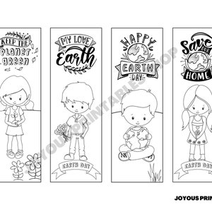 Earth Day Coloring Bookmarks: Kids' Printable Activity (instant ...