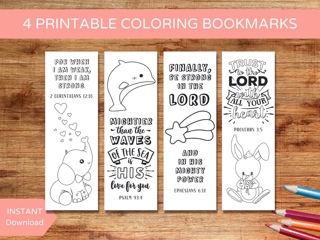 4 Printable Catholic Bookmarks to Color, Coloring Bible Bookmark for ...