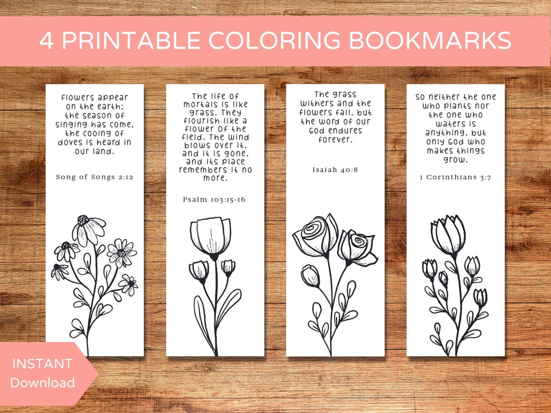 Set of 4 Printable Catholic Bookmarks to Color, Christian Coloring ...