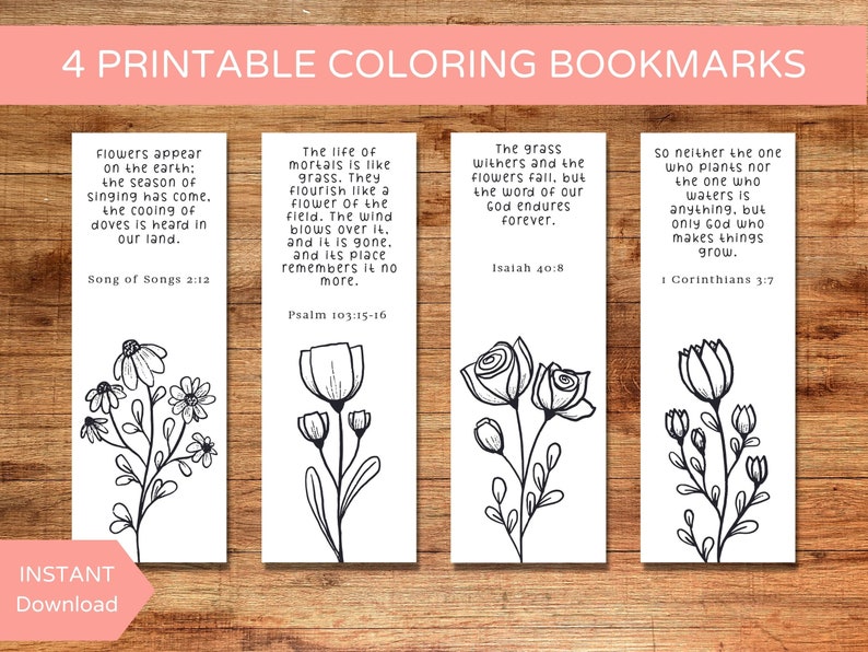 Set of 4 Printable Catholic Bookmarks to Color, Christian Coloring ...