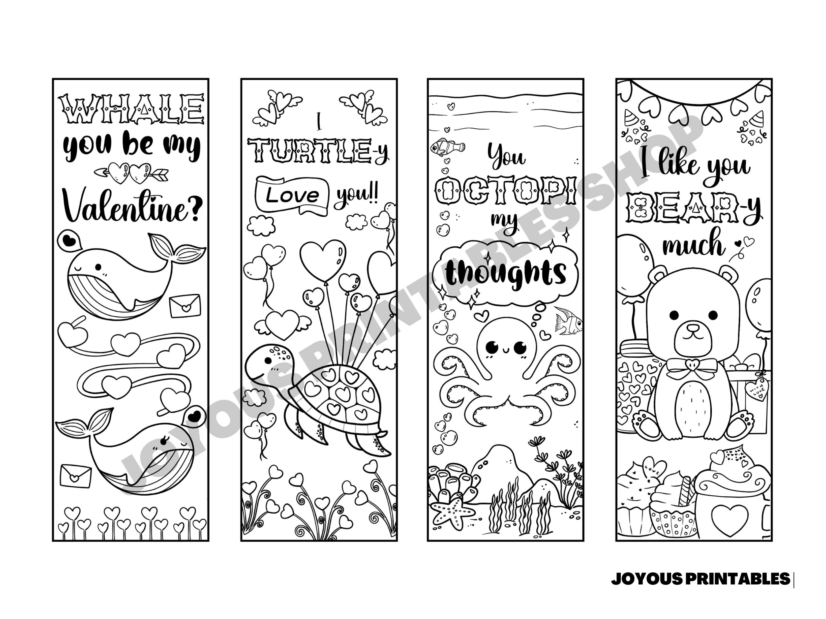 Valentine's Day Coloring Bookmarks, Valentine's Day Kids Activity ...