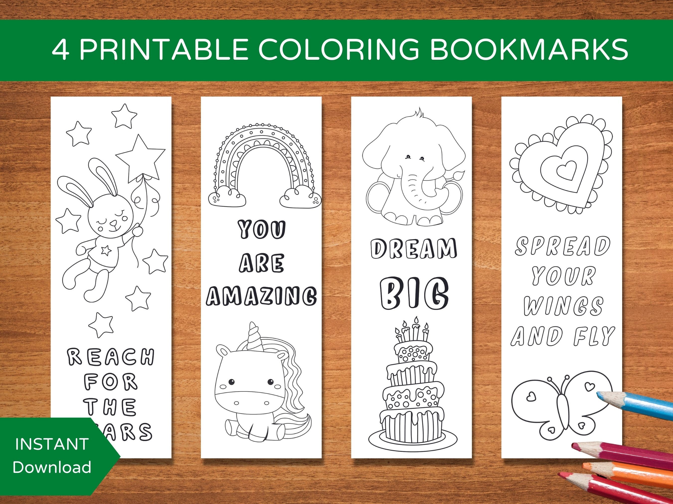 Printable Animals Coloring Bookmarks, Cute Animals Bookmarks, Kids ...
