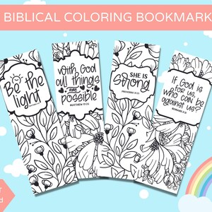Set of 4 Printable Catholic Bookmarks to Color, Coloring Bible Bookmark ...