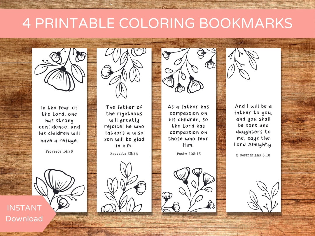 Set of 4 Printable Catholic Bookmarks to Color, Printable Religious ...