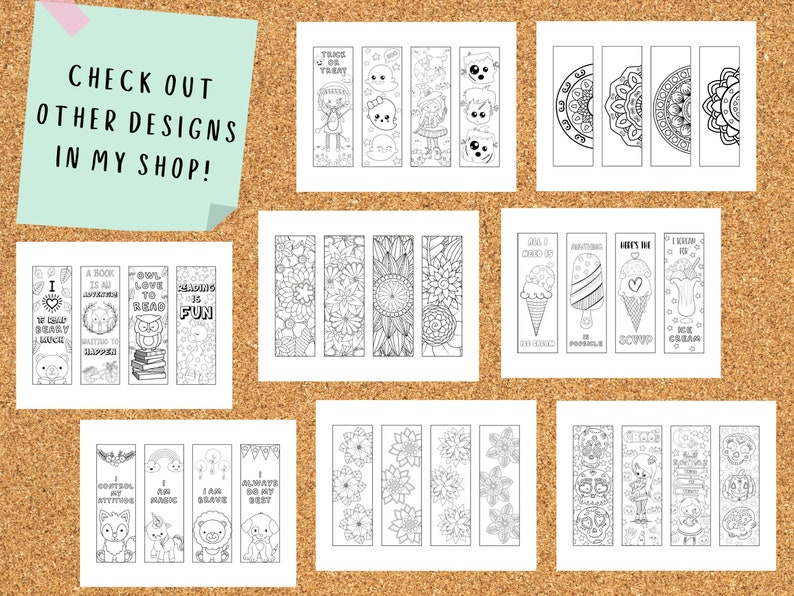Set of 4 Flower Bookmarks to Color, Printable Floral Bookmarks ...