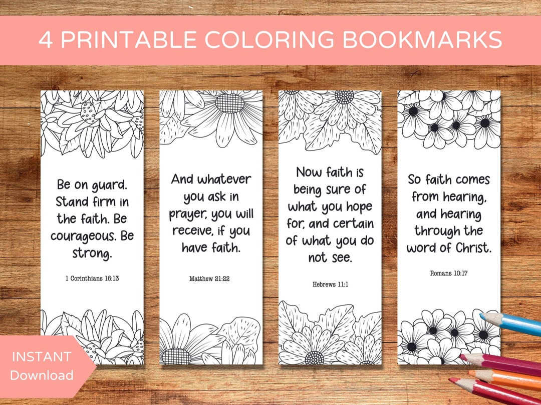 Set of 4 Printable Catholic Bookmarks to Color, Coloring Bible Bookmark ...