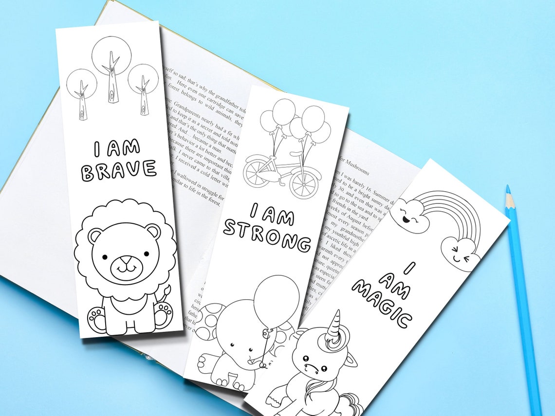 Set of 8 Positive Affirmation Coloring Bookmarks for Kids, Printable ...