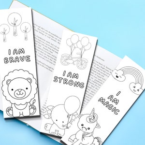 Set of 8 Positive Affirmation Coloring Bookmarks for Kids, Printable ...