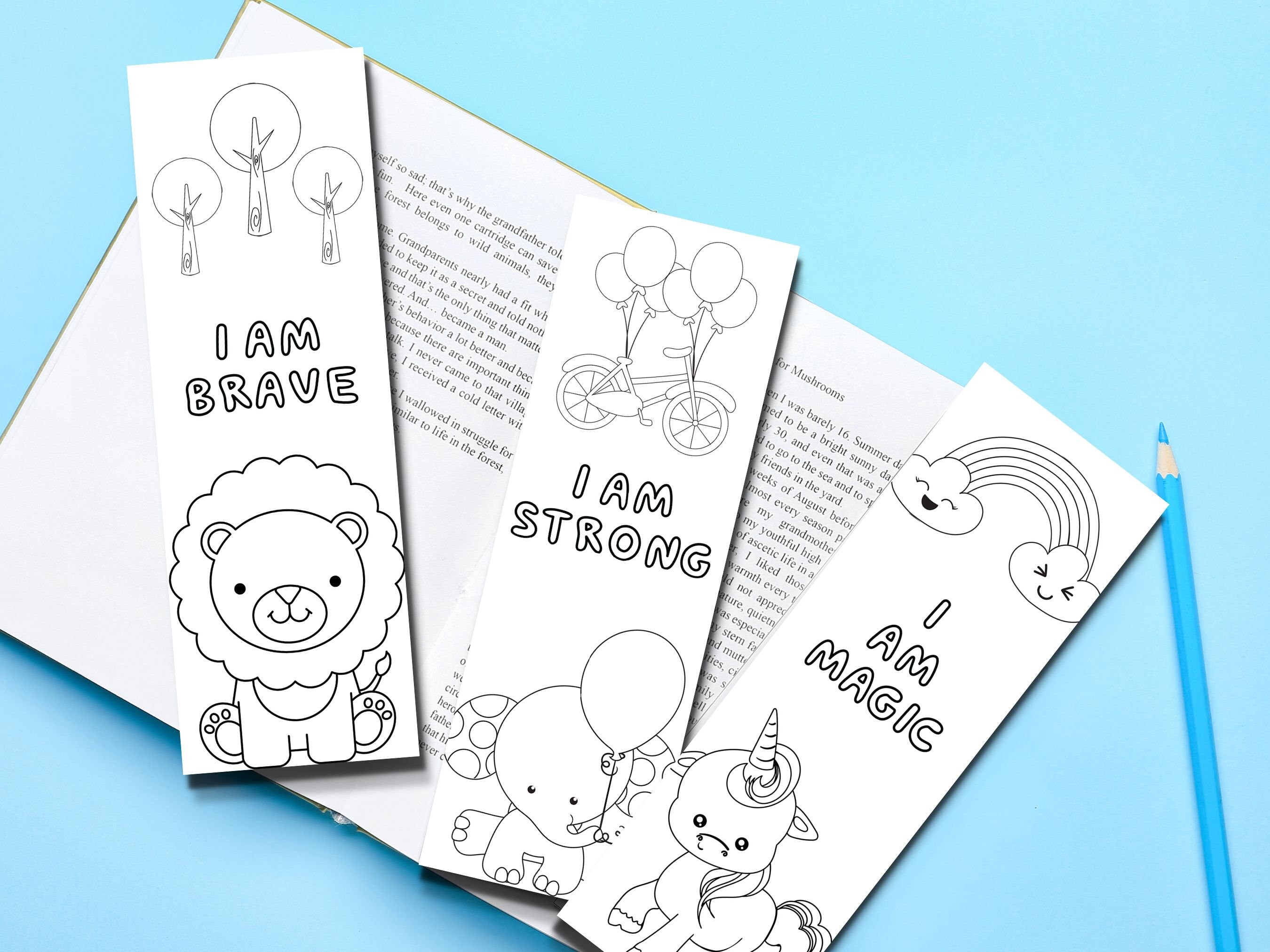 Set of 8 Positive Affirmation Coloring Bookmarks for Kids, Printable ...