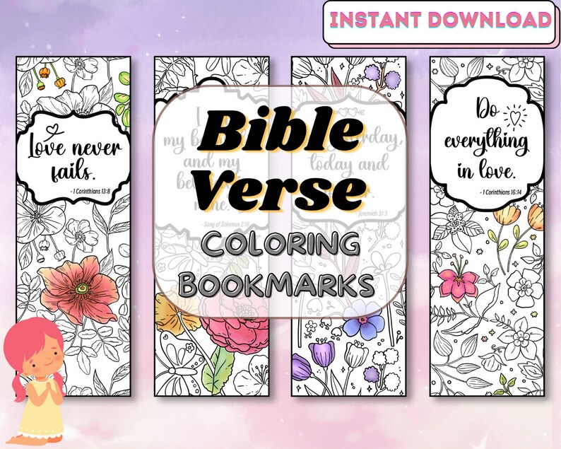 Set of 4 Printable Catholic Bookmarks to Color, Christian Coloring ...