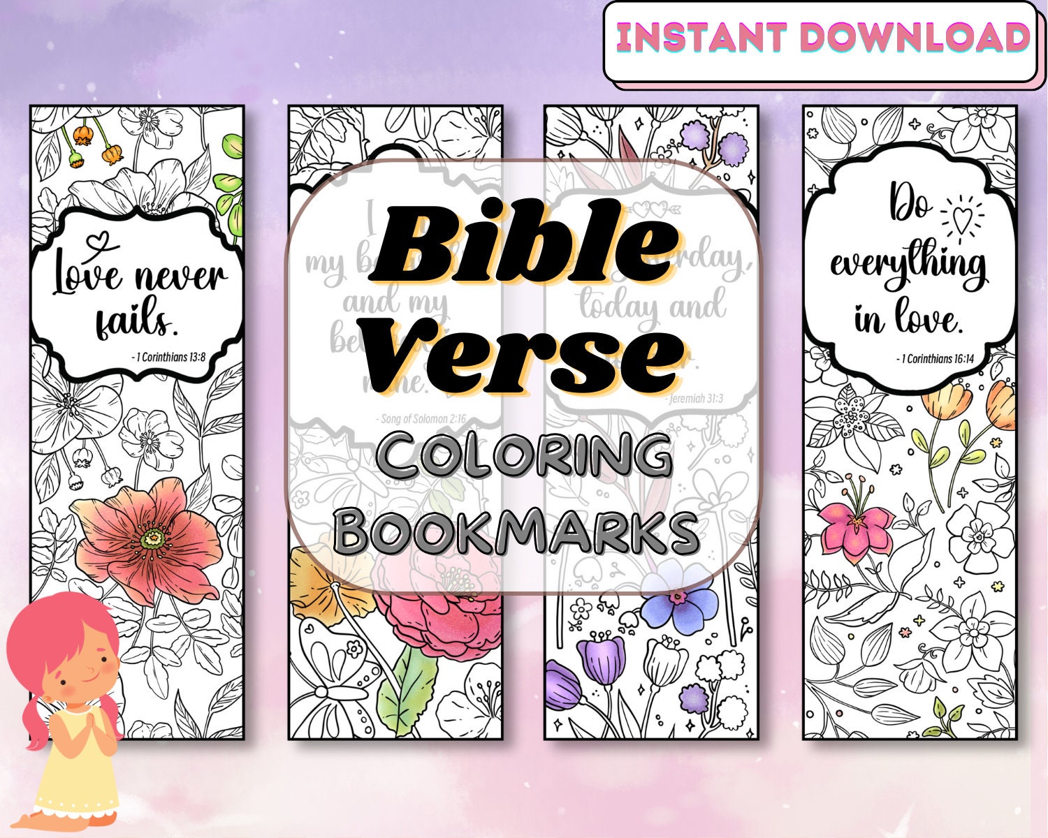 Set of 4 Printable Catholic Bookmarks to Color, Christian Coloring ...