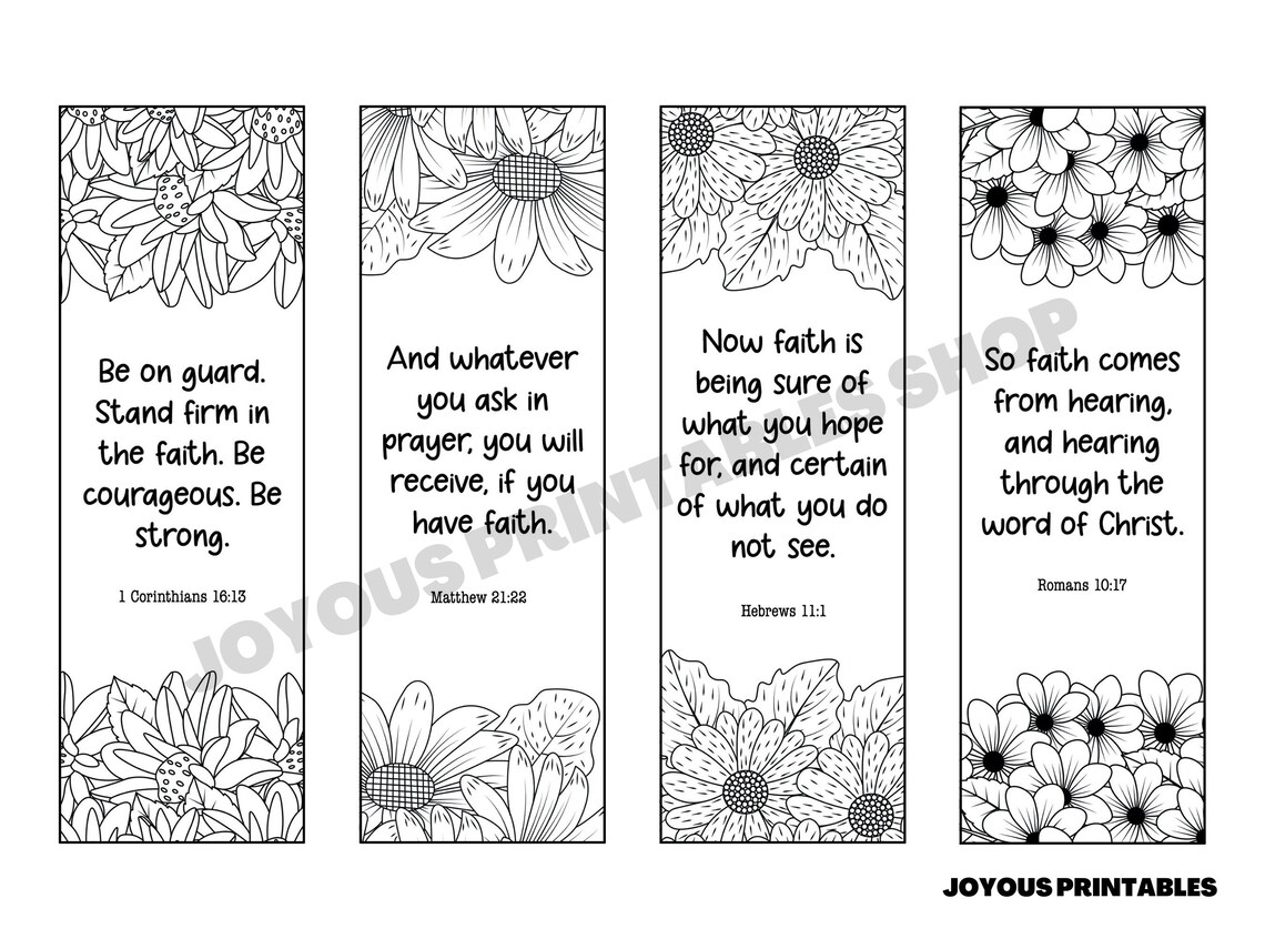 Set of 4 Printable Catholic Bookmarks to Color, Coloring Bible Bookmark ...