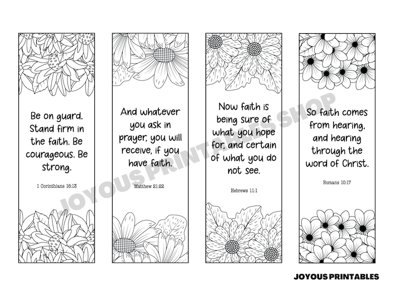 Set of 4 Printable Catholic Bookmarks to Color, Coloring Bible Bookmark ...