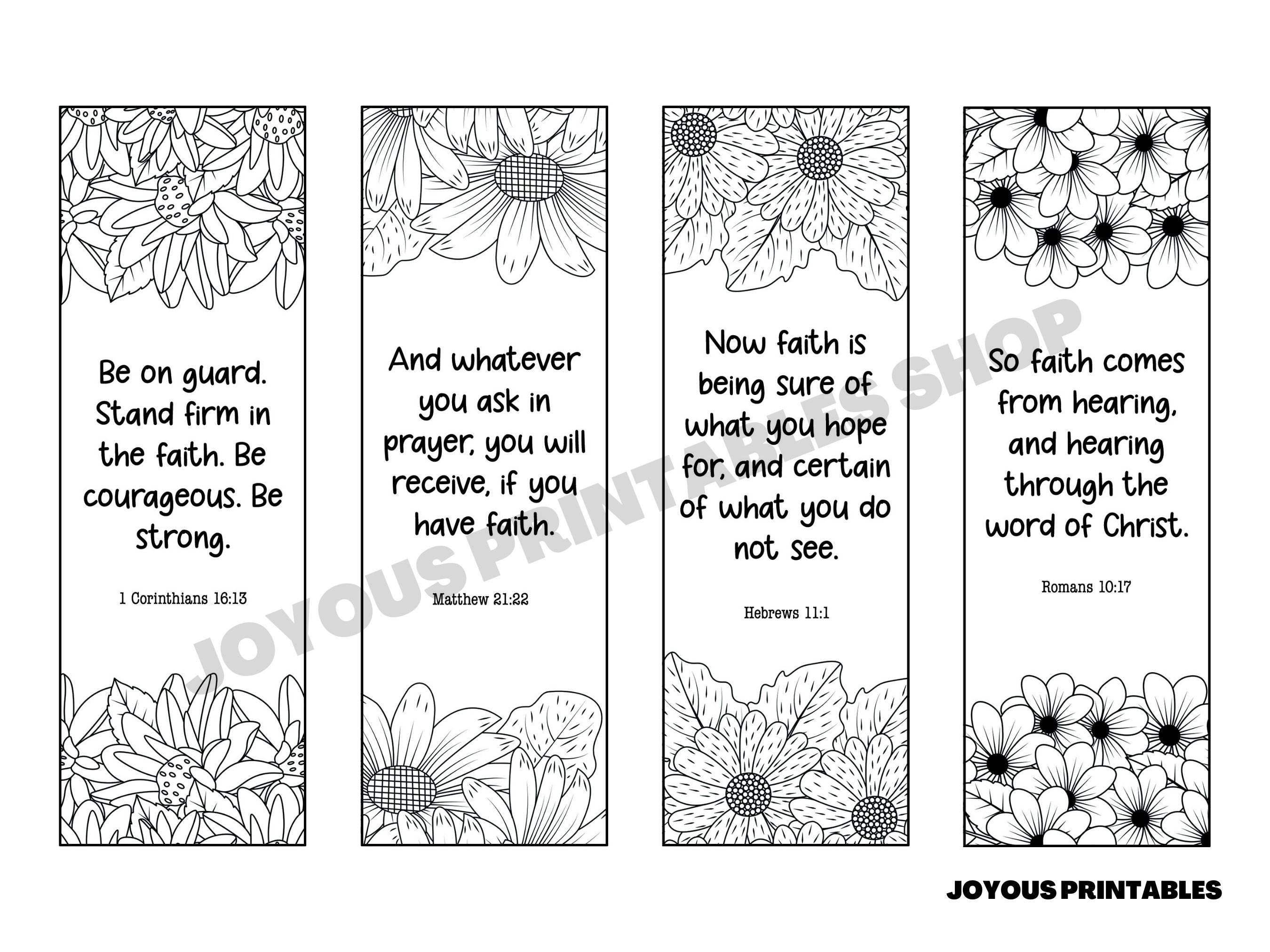Set of 4 Printable Catholic Bookmarks to Color, Coloring Bible Bookmark ...