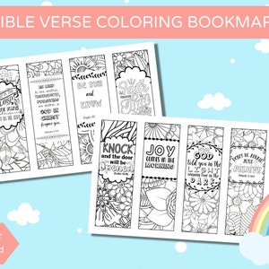 Set of 8 Printable Religious Bookmarks, Bible Verse Coloring Bookmarks ...
