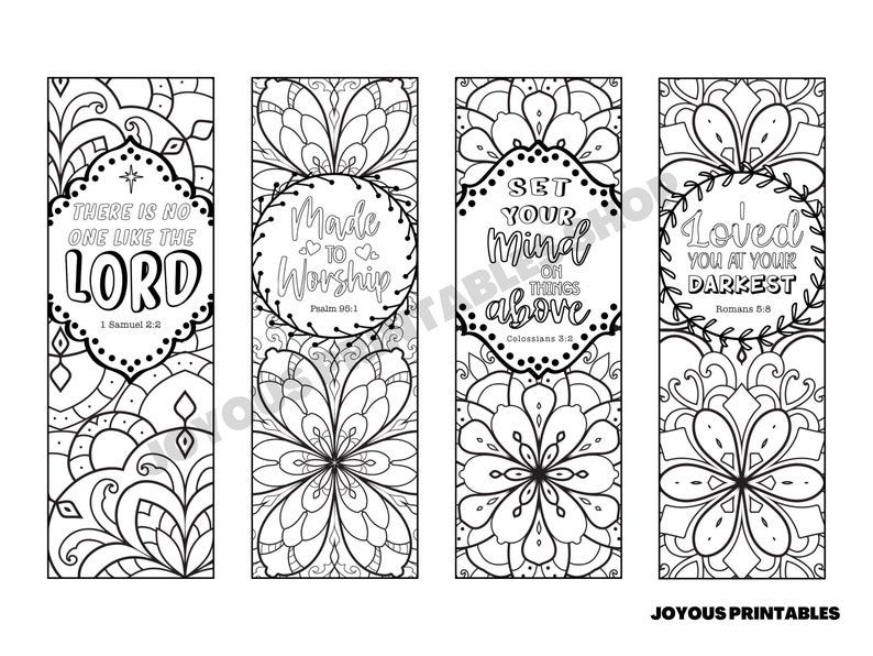 Printable Bible Verse Bookmarks to Color, Set of 4 (instant PDF ...