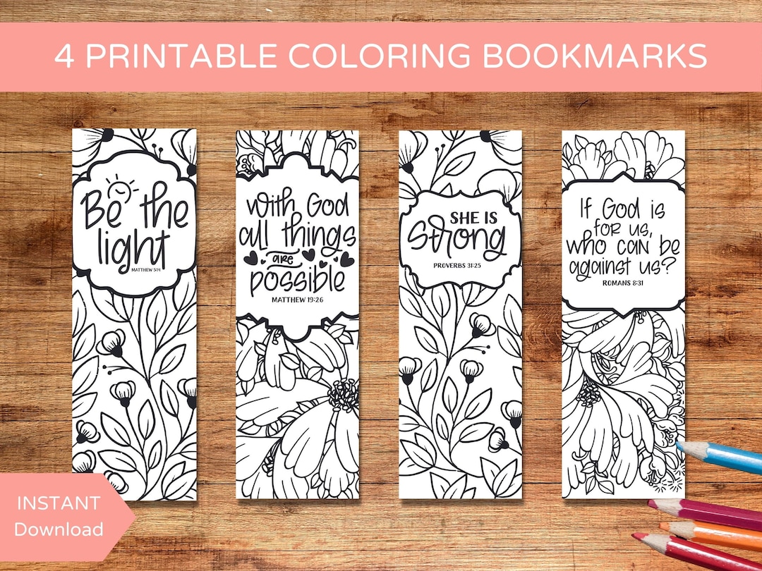 Set of 4 Printable Catholic Bookmarks to Color, Coloring Bible Bookmark ...