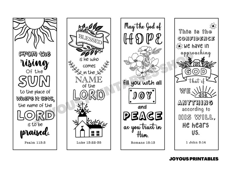 Set of 4 Printable Catholic Bookmarks to Color, Coloring Bible Bookmark ...