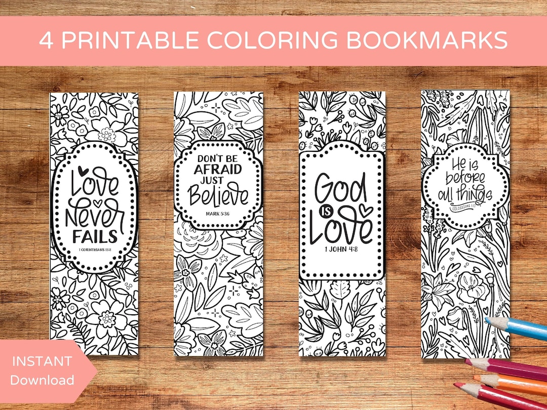 Set of 4 Printable Catholic Bookmarks to Color, Christian Coloring ...