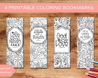 Set of 4 Printable Catholic Bookmarks to Color, Christian Coloring ...
