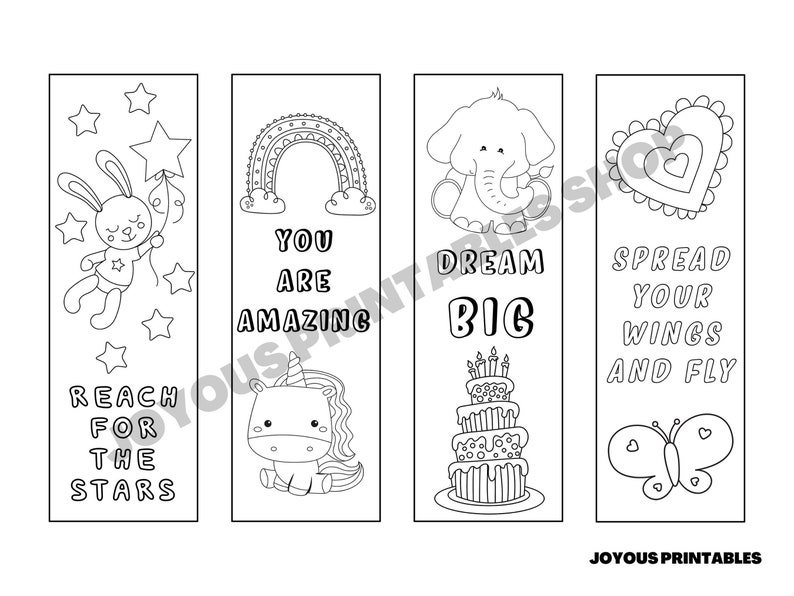 Printable Animals Coloring Bookmarks, Cute Animals Bookmarks, Kids ...