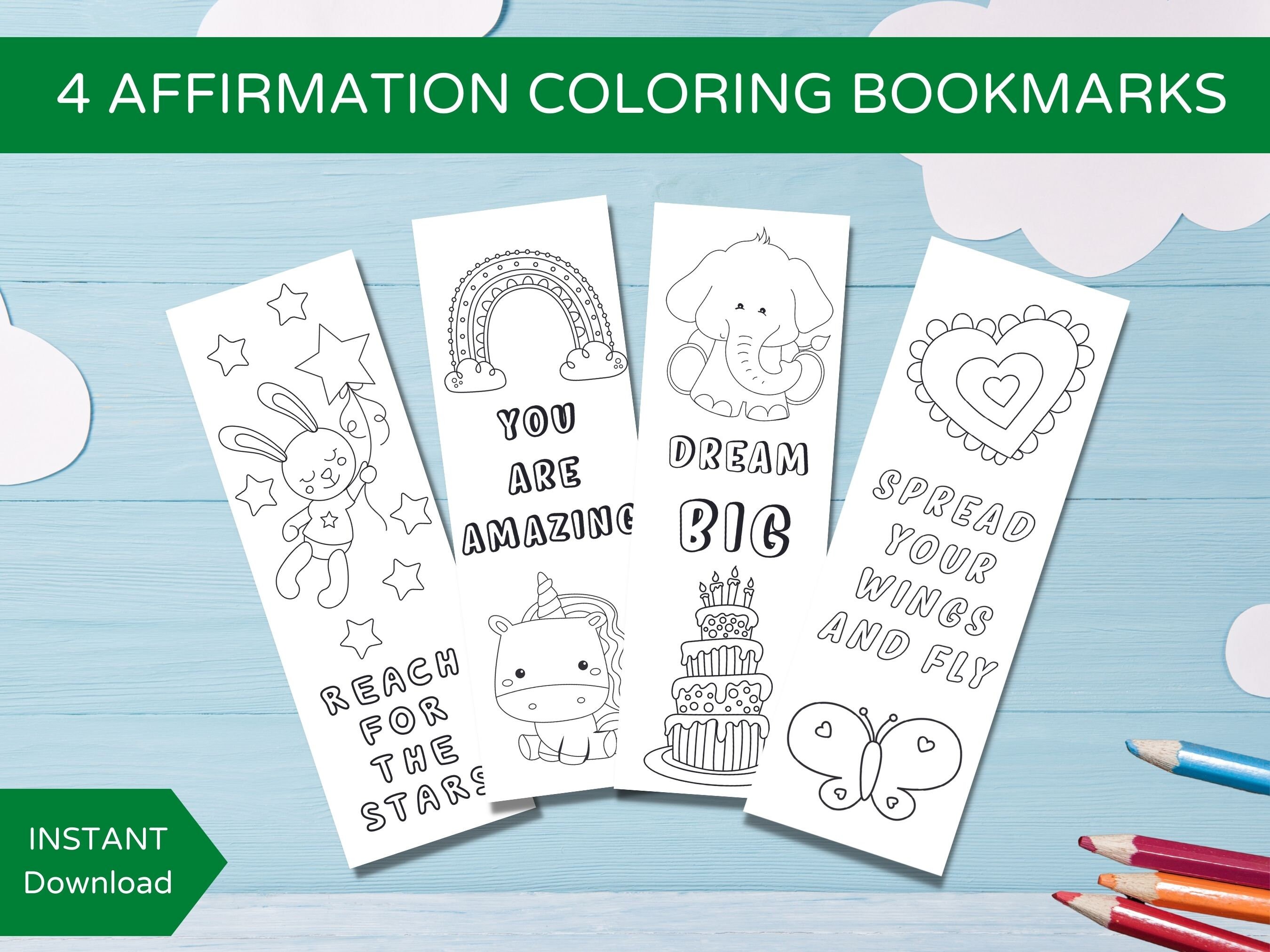 Printable Animals Coloring Bookmarks, Cute Animals Bookmarks, Kids ...