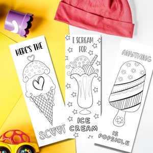 Set of 4 Coloring Bookmarks, Ice Cream-themed Printable Bookmarks to ...