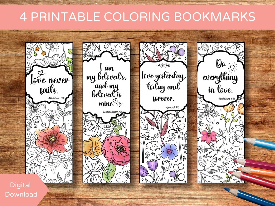 Set of 4 Printable Catholic Bookmarks to Color, Coloring Bible Bookmark ...