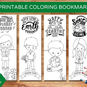 Earth Day Printable Coloring Bookmarks, Earth Day PDF Bookmarks to ...