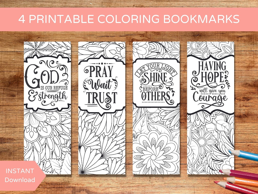 Set of 4 Printable Catholic Bookmarks to Color, Christian Coloring ...