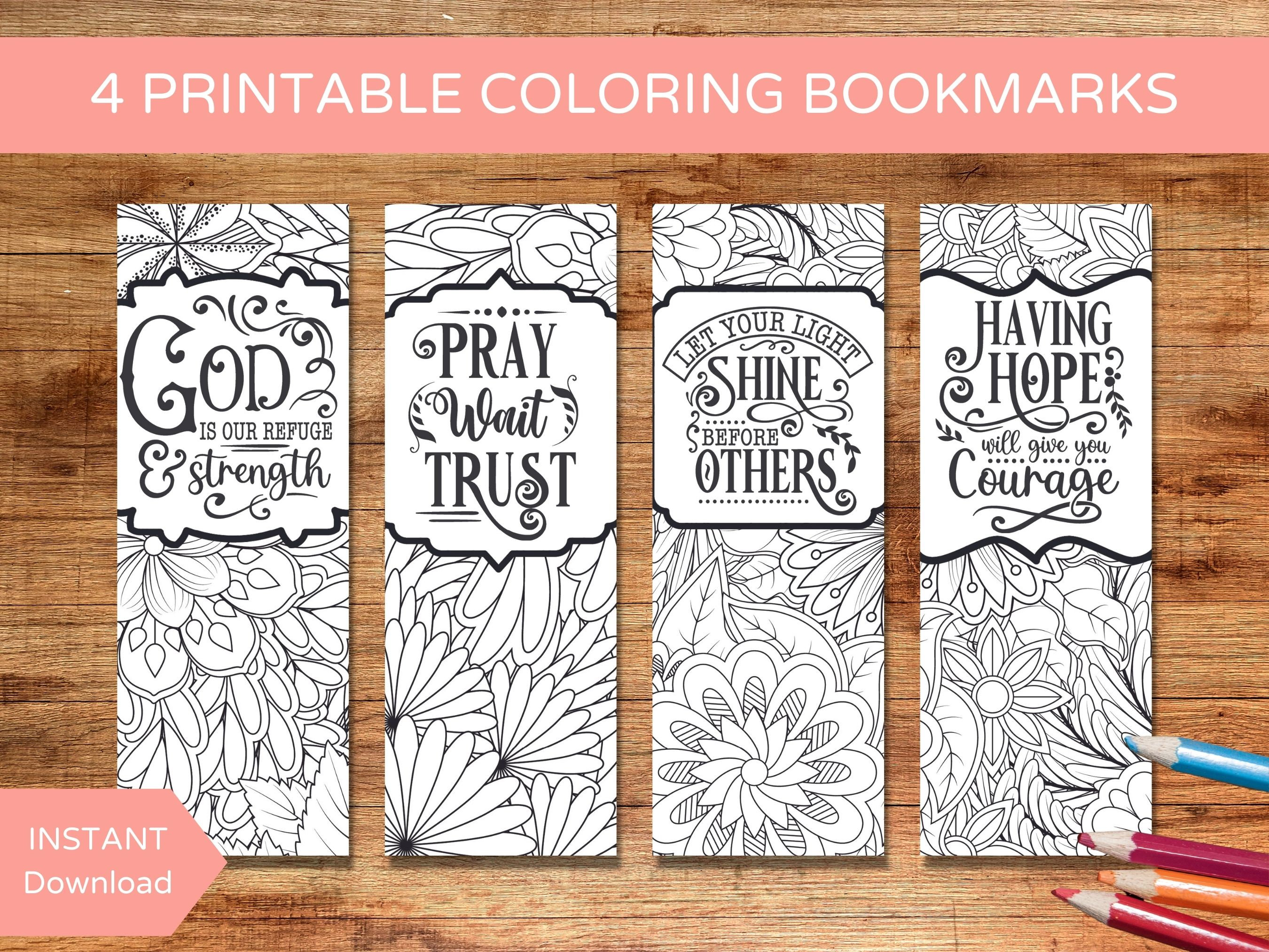 Set of 4 Printable Catholic Bookmarks to Color, Christian Coloring ...