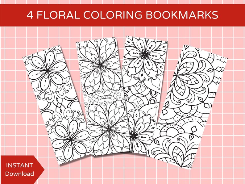 Spring Flowers Coloring Bookmarks, Floral Printable Bookmark Set, PDF ...