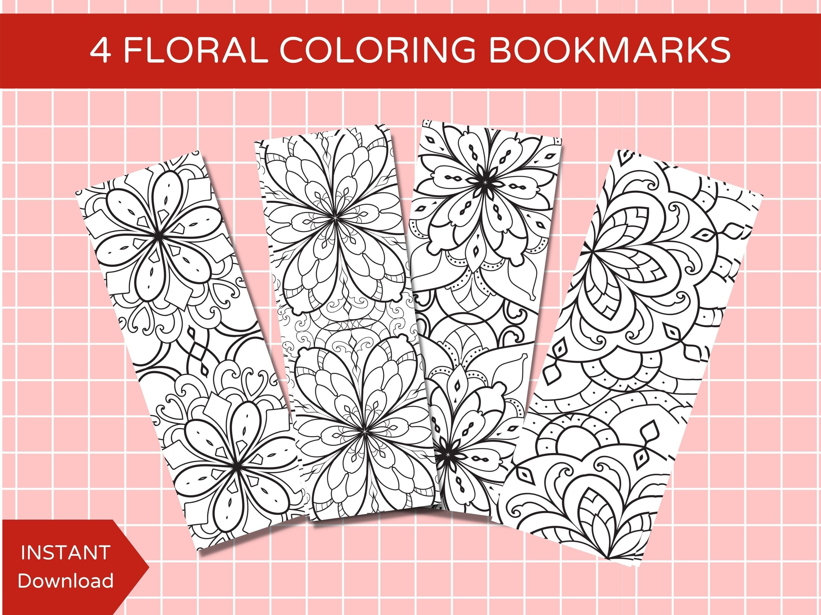 Spring Flowers Coloring Bookmarks, Floral Printable Bookmark Set, PDF ...