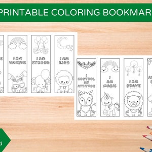 Set of 8 Positive Affirmation Coloring Bookmarks for Kids, Printable ...