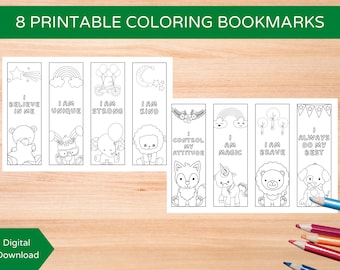 Set of 8 Positive Affirmation Coloring Bookmarks for Kids - Etsy