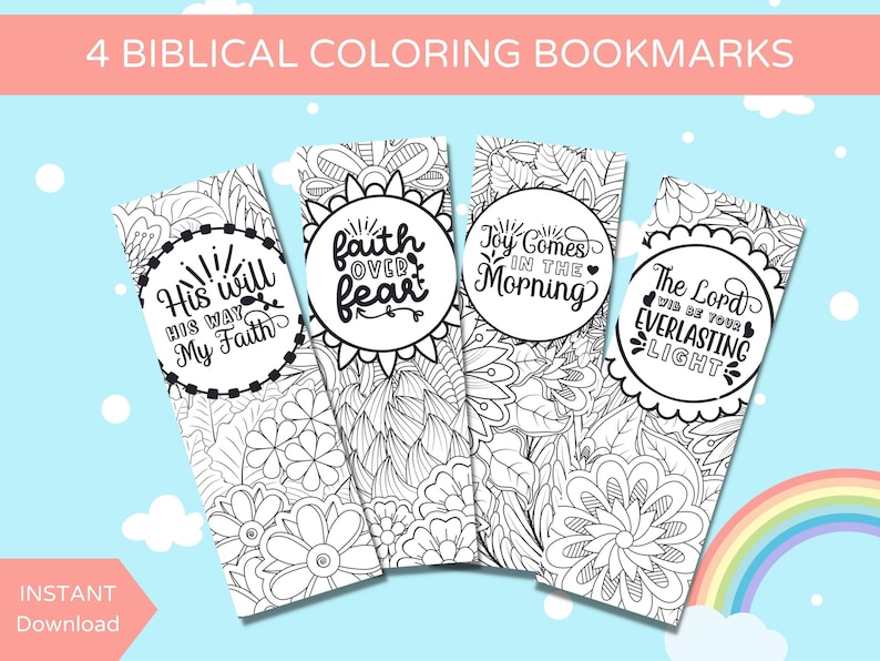 Set of 4 Printable Catholic Bookmarks to Color, Religious Coloring ...
