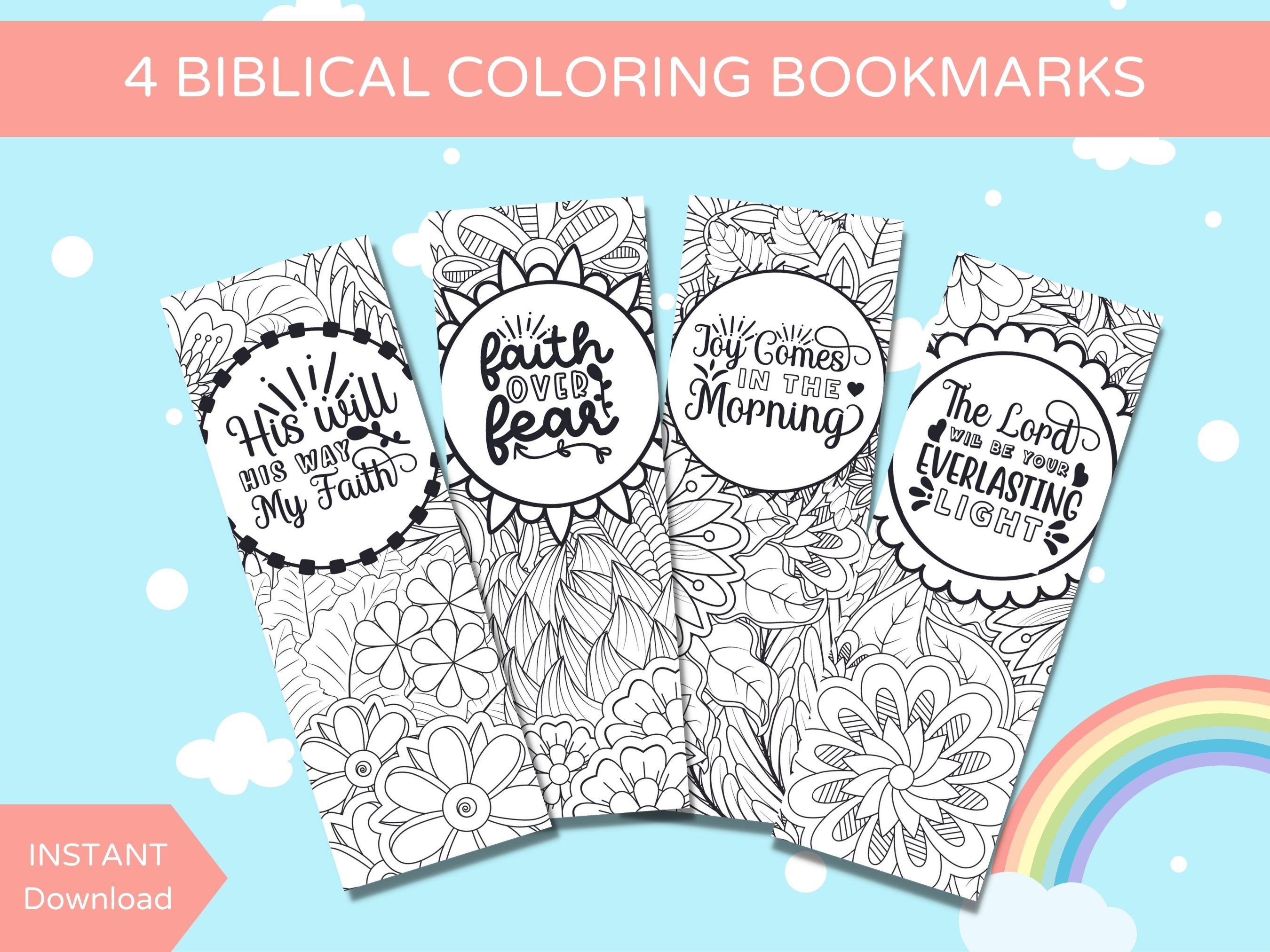 Set of 4 Printable Catholic Bookmarks to Color, Religious Coloring ...