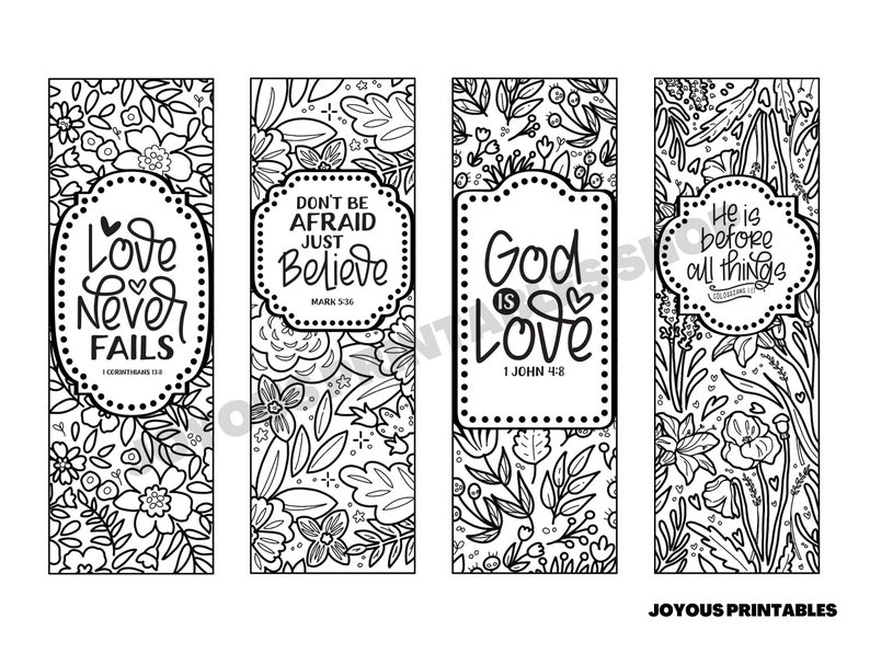 Set of 4 Printable Catholic Bookmarks to Color, Christian Coloring ...