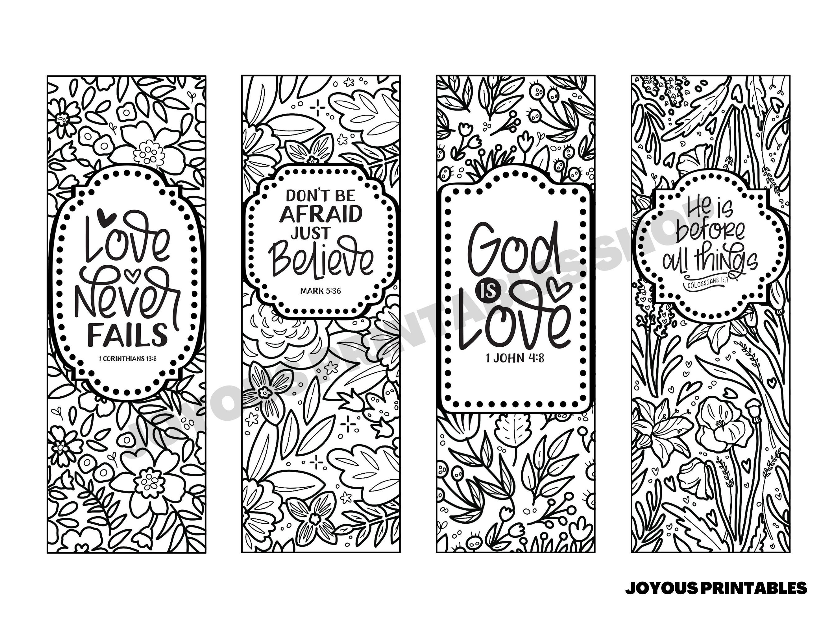 Set of 4 Printable Catholic Bookmarks to Color, Christian Coloring ...